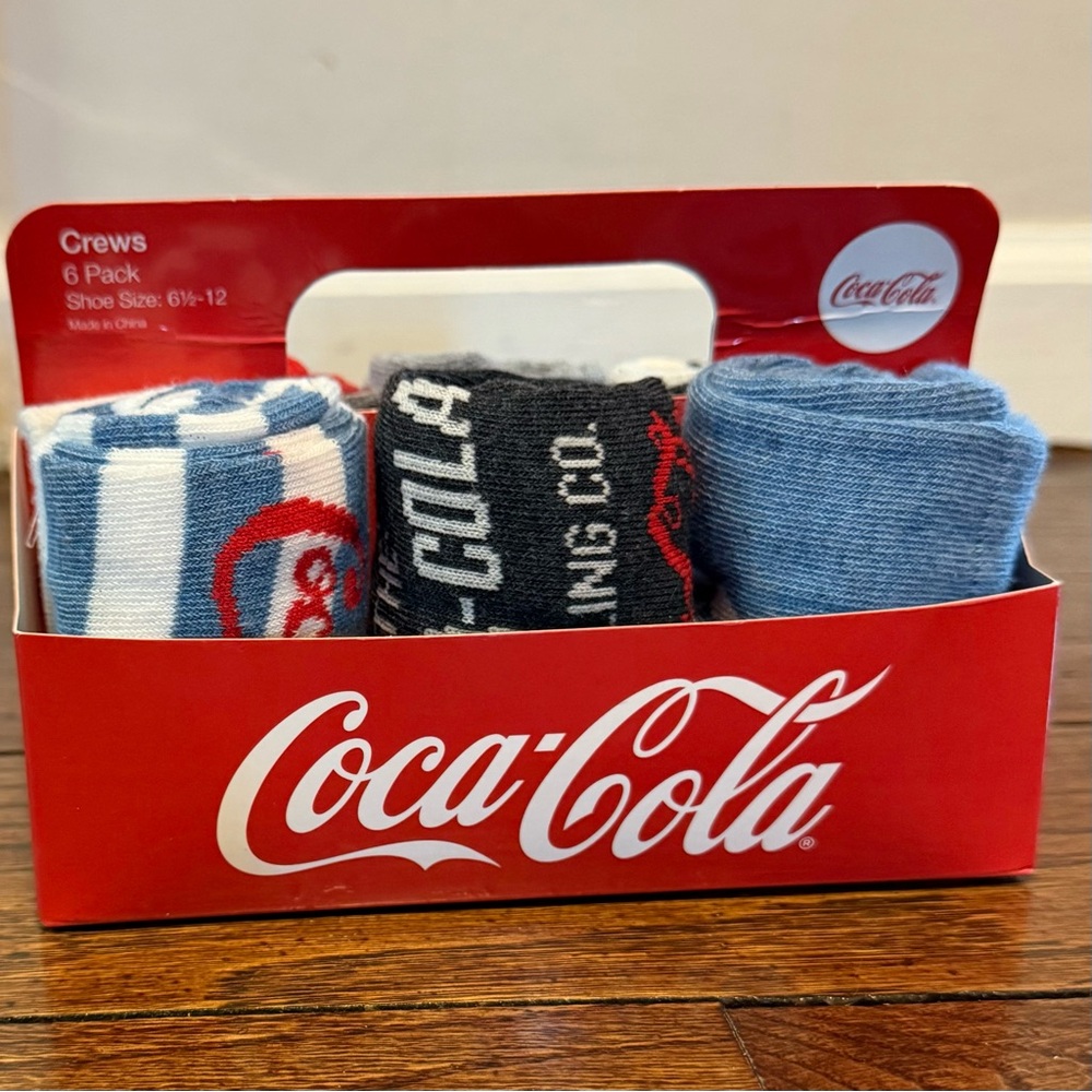 Coca-Cola Crew Socks, “6 Pack” Gift Box, 6-Pack, Size… - Gem